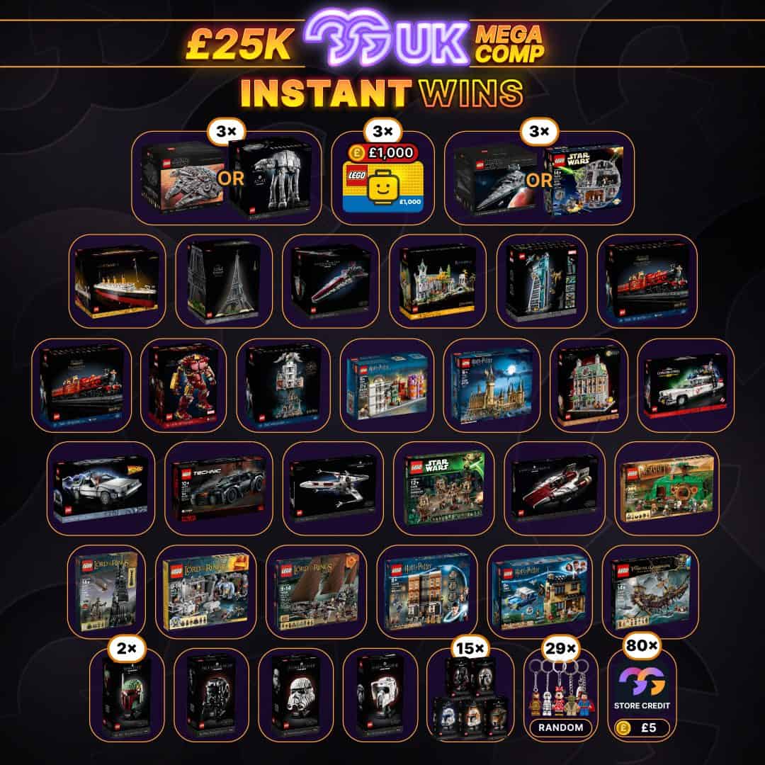 £25K MEGA LEGO Comp + Over 160 Instant Wins - Gaming Giveaways