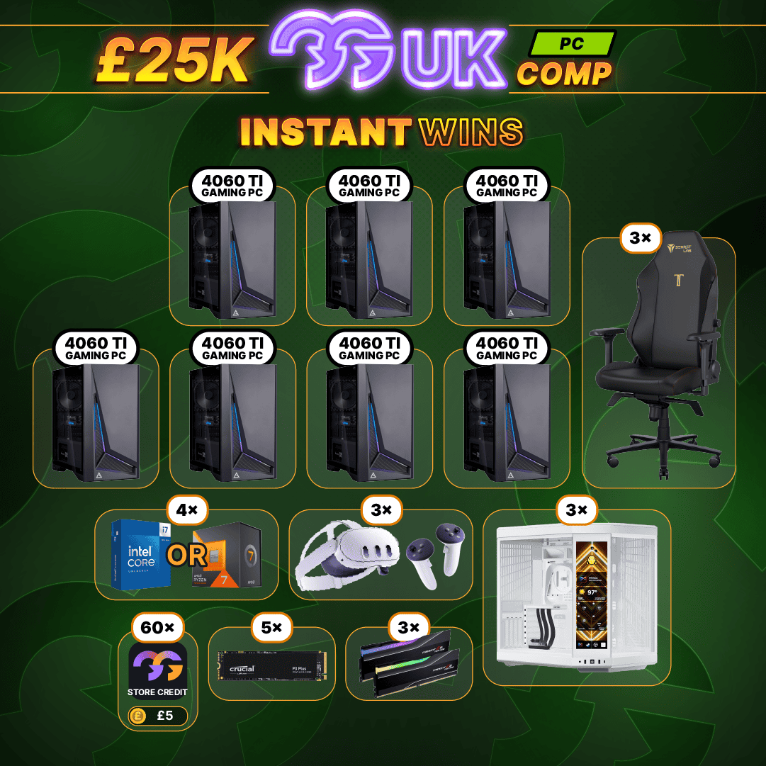 🔥BOOSTED COMP🔥 £25K MEGA PC Comp + Over 85 Instant Wins - Gaming Giveaways