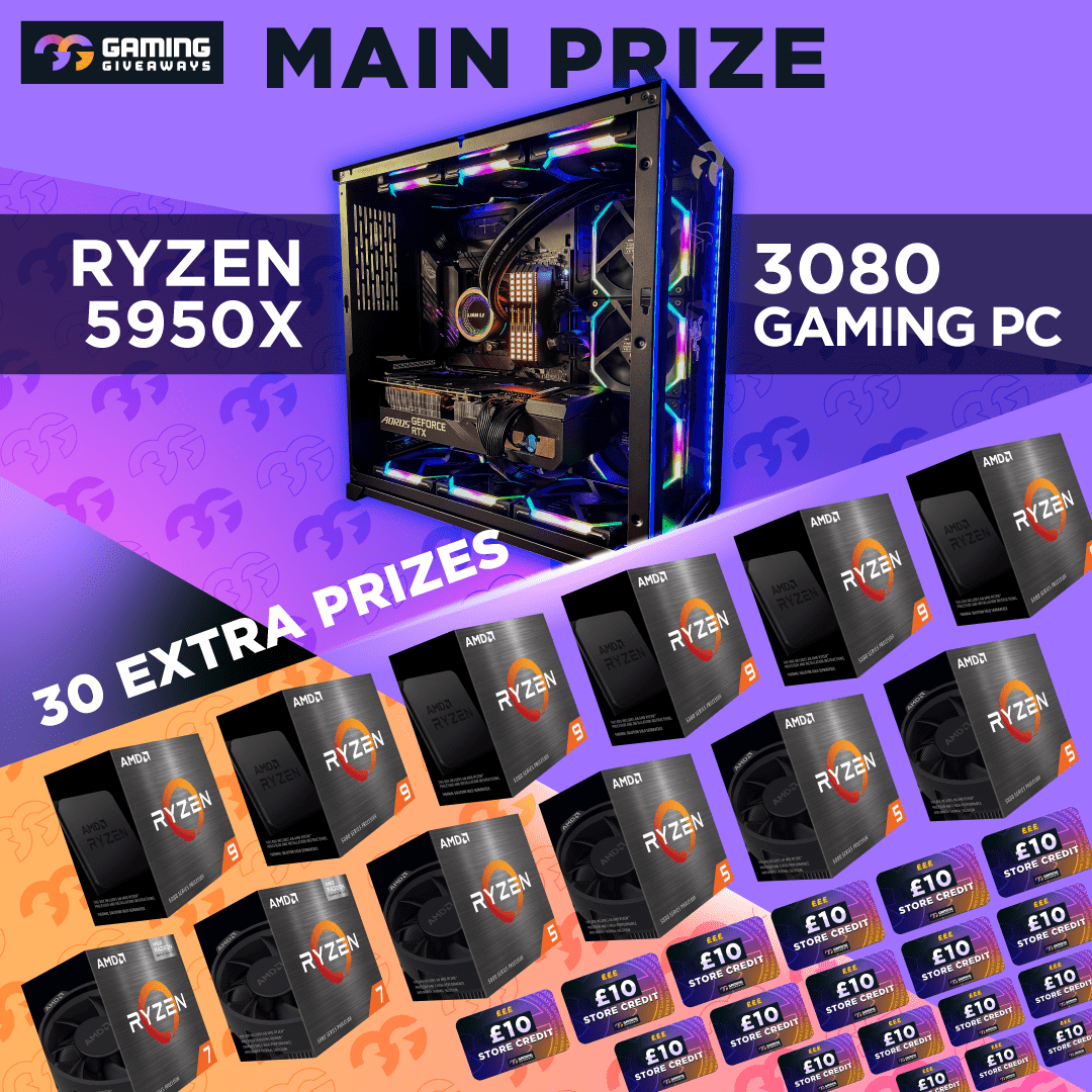 Ryzen 5950X 3080 Gaming PC + 12 CPU Instant Wins + 18 Store Credit ...