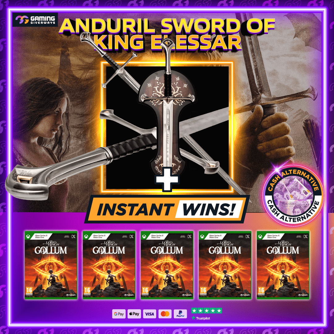 Anduril Sword + 5 instant win LOTR: Gollum Games #1 - Gaming Giveaways