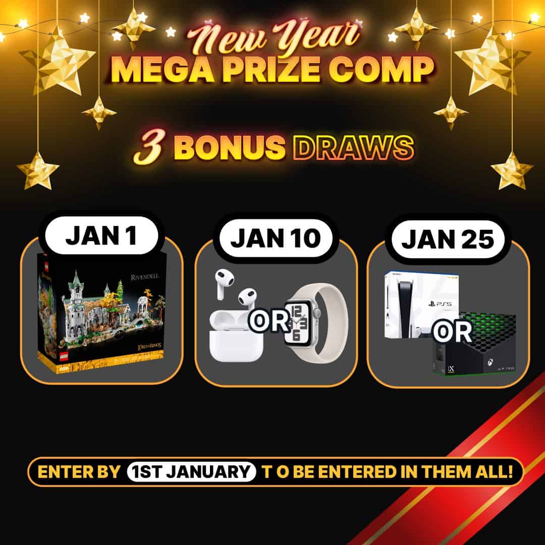 New Year MEGA Prize Comp + 100 Instant Wins - Gaming Giveaways