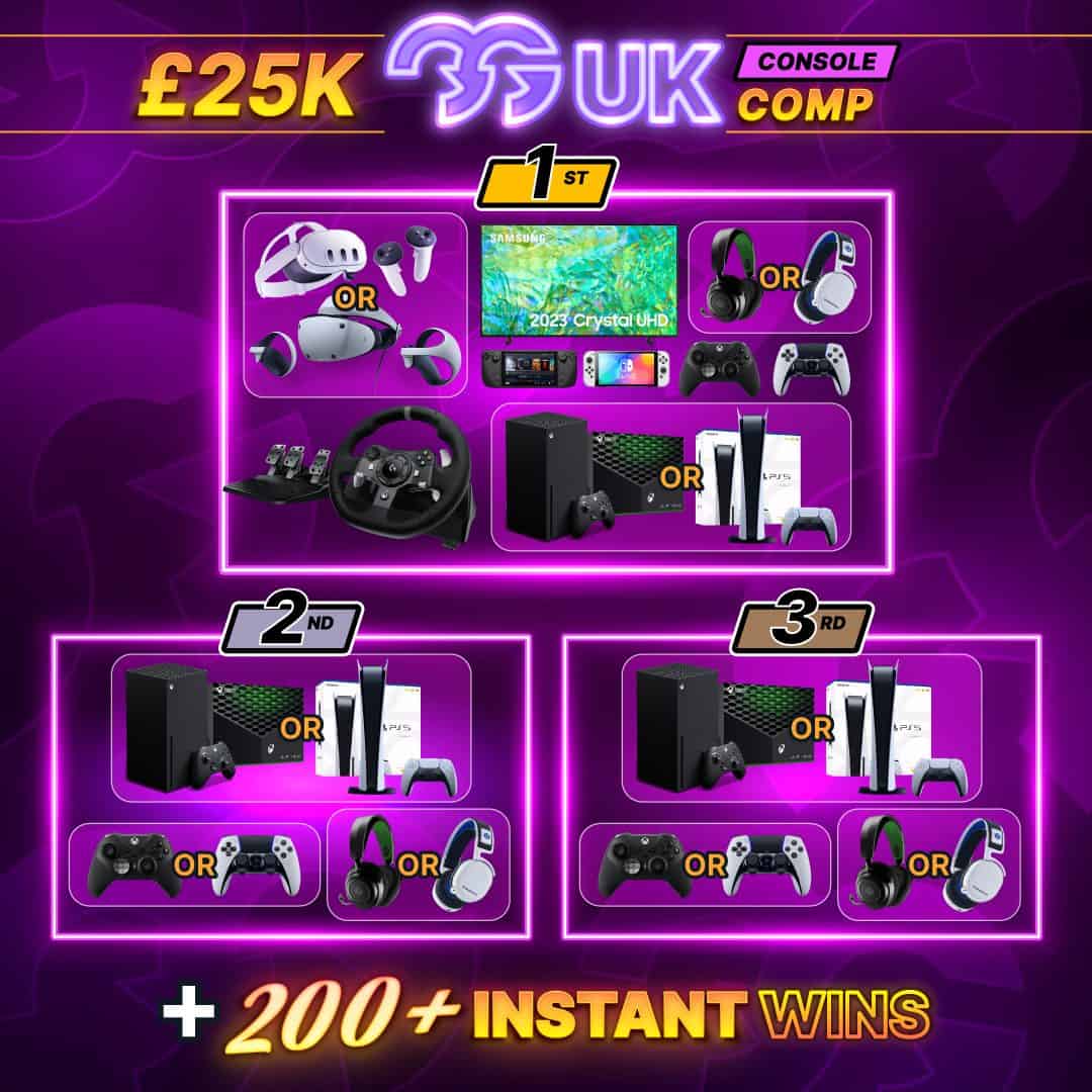 £25K MEGA Console Comp + 200 Instant Wins - Gaming Giveaways