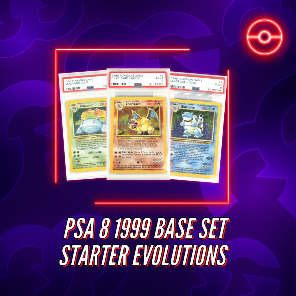 1999 Base Set Starter Pokemon Evolutions PSA 8 #1 - Gaming Giveaways